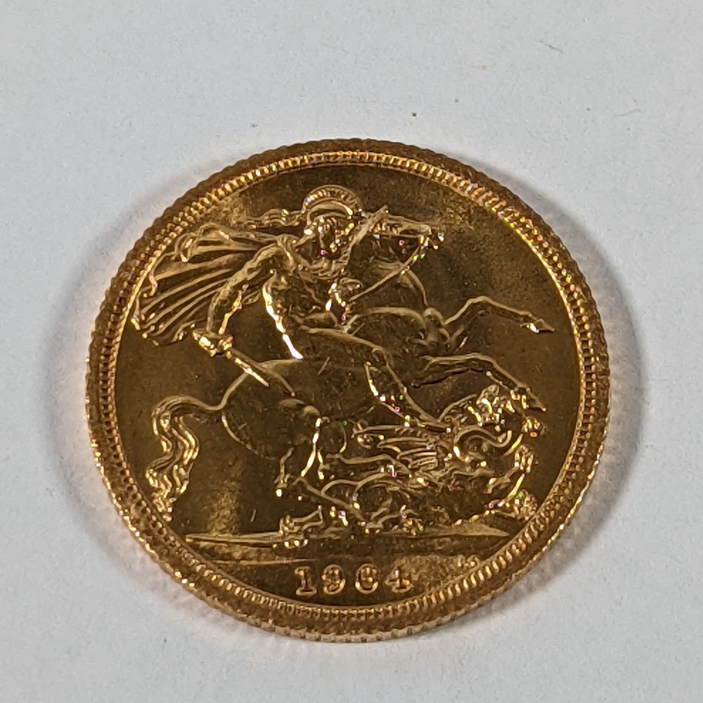 Pre-owned 1964 Full Sovereign Elizabeth Regina & St. George Coin - Own4Less